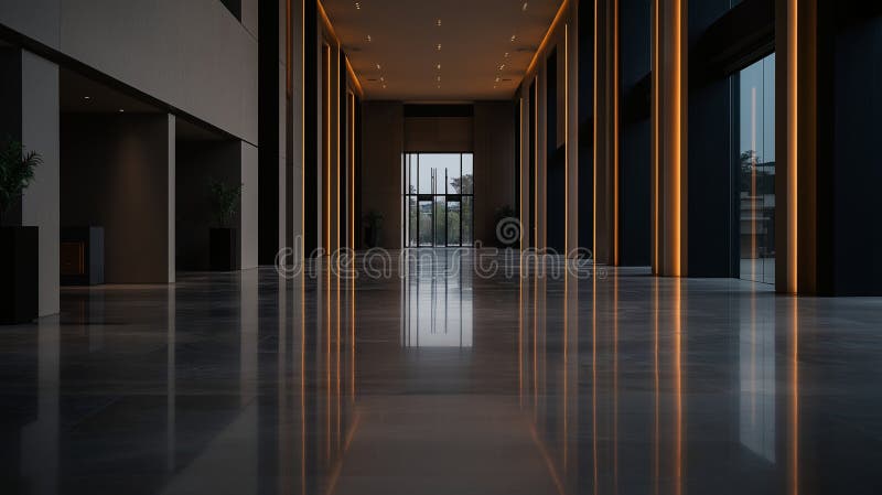 Modern Architecture: Elegant Interior with Reflective Marble Floor ...