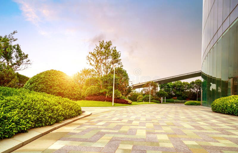 Asphalt Highway Next To Modern Building Stock Image - Image of front ...