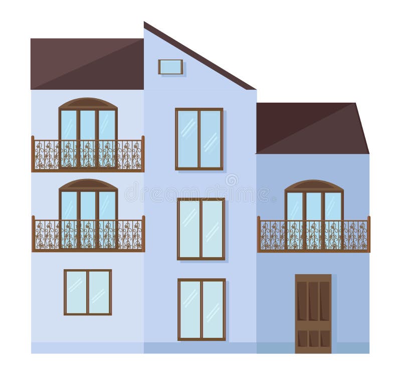 Modern Architecture Facade Building Vector Illustrations Stock Vector ...