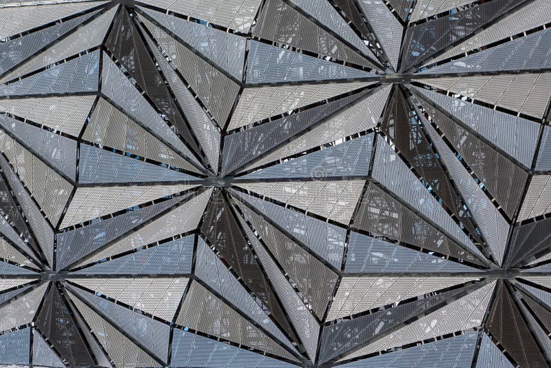 Modern Architecture Facade of Grid Panels in Triangular Pattern Stock ...