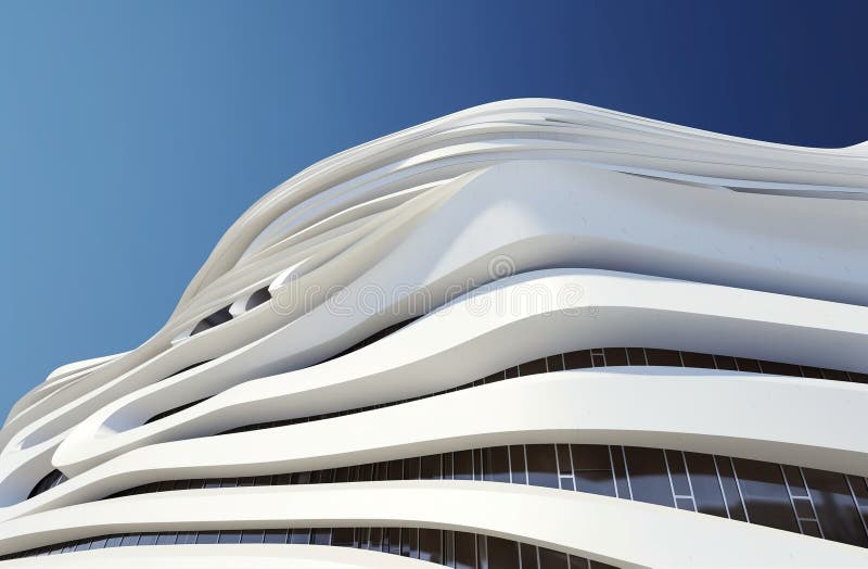 Modern Architecture Facade Wave Style. Generate Ai Stock Image - Image ...