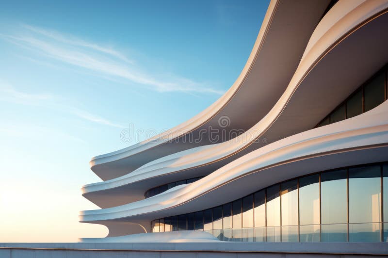 Modern Architecture Facade Wave Style. Generate Ai Stock Image - Image ...