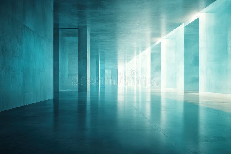 Modern Architecture Features Illuminated Blue-tinted Hallways with ...