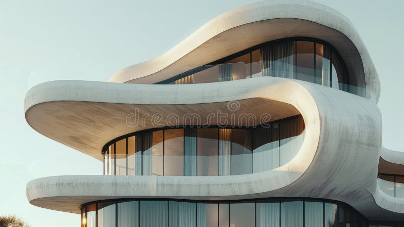 Modern Architecture Featuring a Building with Wave-like Balconies and a ...