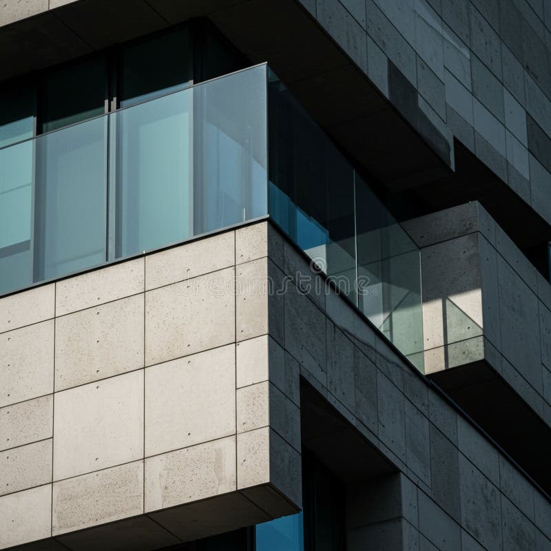 Modern Architecture Featuring Geometric Concrete Blocks and Expansive ...