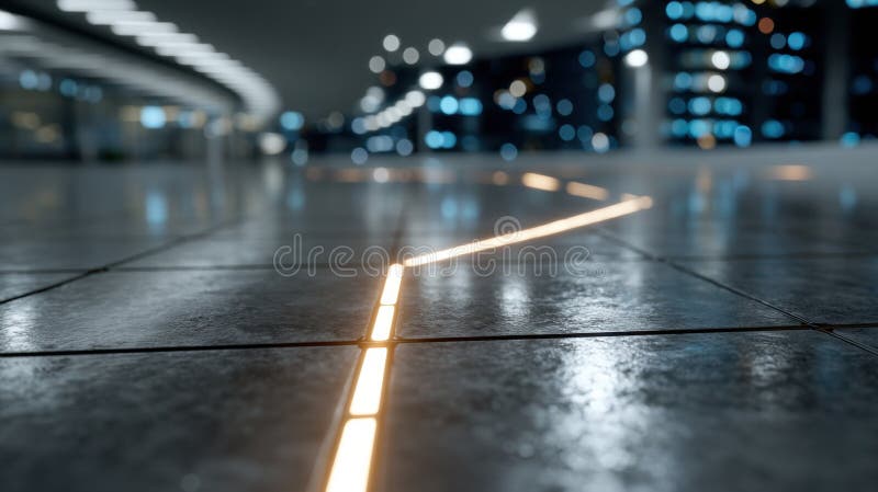 Modern Architecture Floor Design with Glowing Path Stock Illustration ...