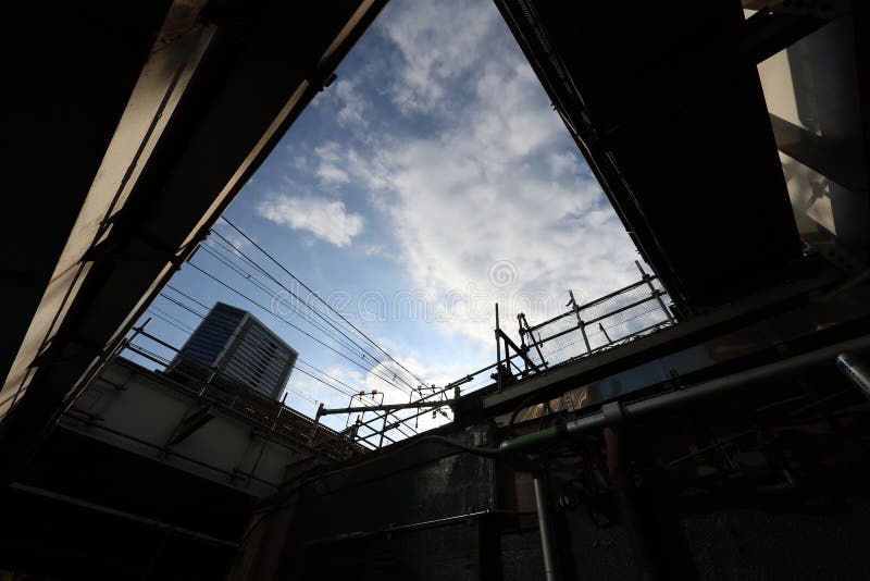 Modern Architecture Framed by Open Skylight Hamamatsucho Tokyo Dec 5 ...