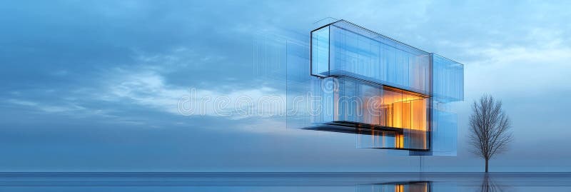 Modern Architecture Glass Structure Virtual Overlay Futuristic Design ...