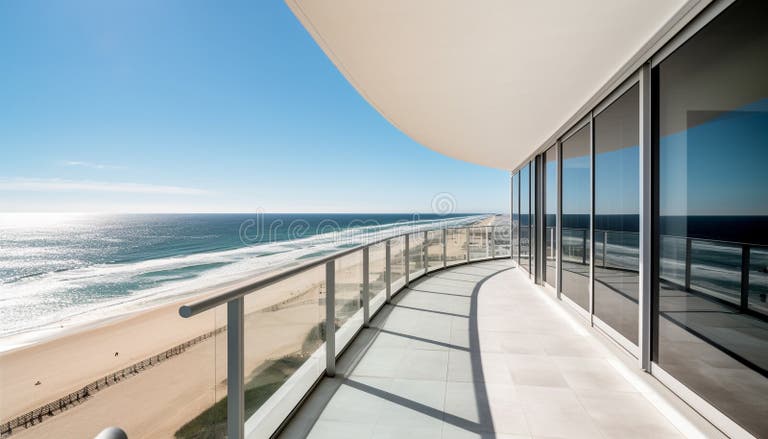 Modern Architecture, Glass Window, Nature Wave, Empty Balcony Generated ...