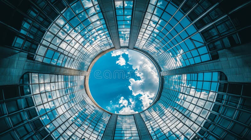 Modern Architecture with Glass Windows Reflecting the Blue Sky Stock ...