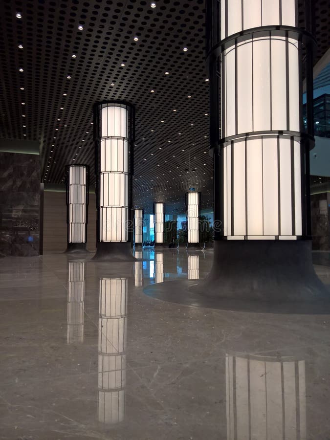 Modern Architecture Hallway with Light Up Posts Stock Photo - Image of ...
