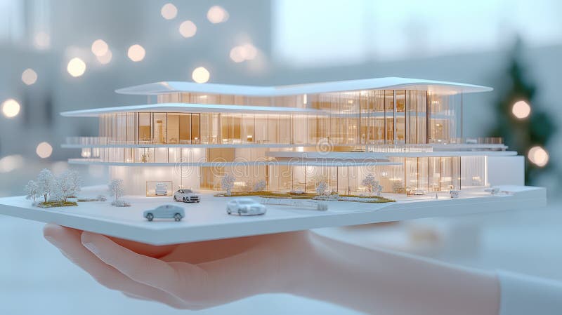 Modern Architecture in Hand: Holding a Scale Model of a Contemporary ...