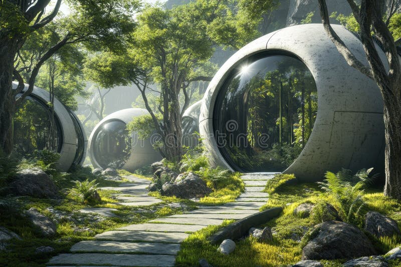 Modern Architecture Harmonizes Nature Lush Forest Setting Stock Photos ...