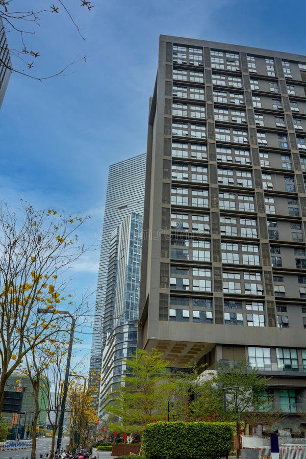 Modern Architecture High-rise Building, Glass Curtain Wall Office ...