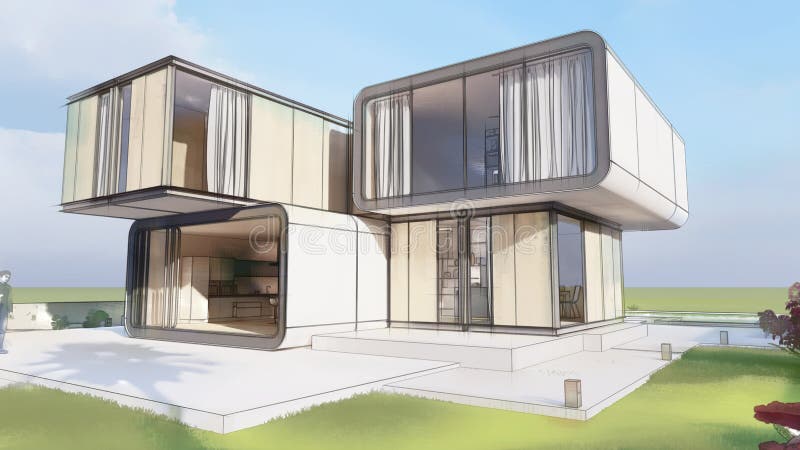 Modern Architecture Home Design Stock Illustration - Illustration of ...