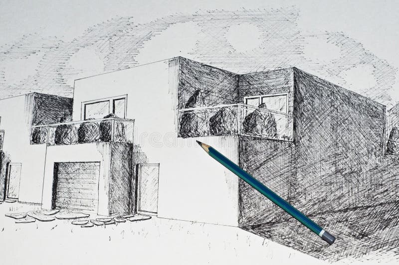 New House Perspective on Green Sunny Field Stock Photo - Image of loan ...