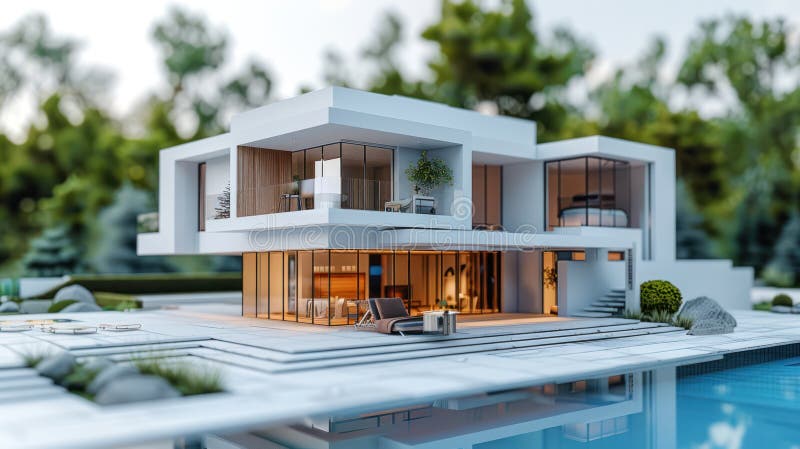 Modern Architecture House Plan Blueprint with Clean Lines and Sleek ...