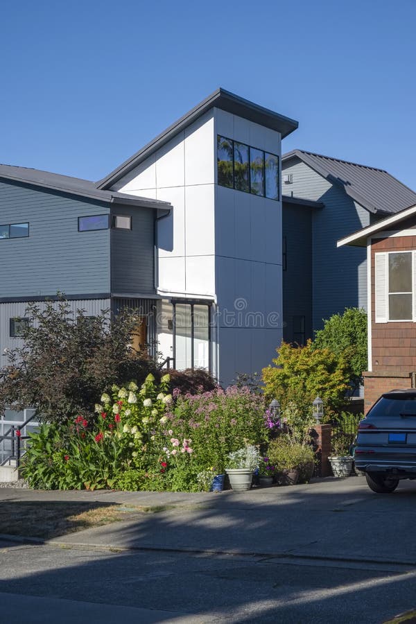 Modern Architecture of Houses Seattle Washington Stock Image - Image of ...