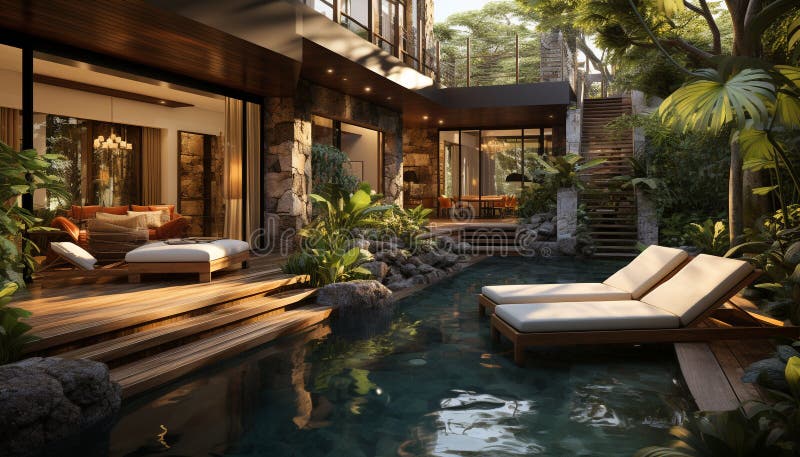Modern Architecture, Luxury Home Interior, Relaxation in a Tropical ...
