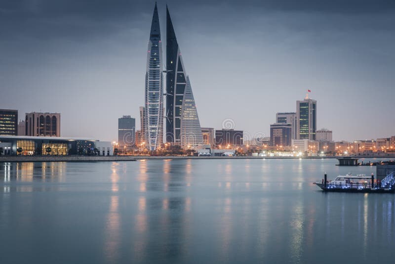 Modern Architecture of Manama at Night Stock Image - Image of bahrain ...