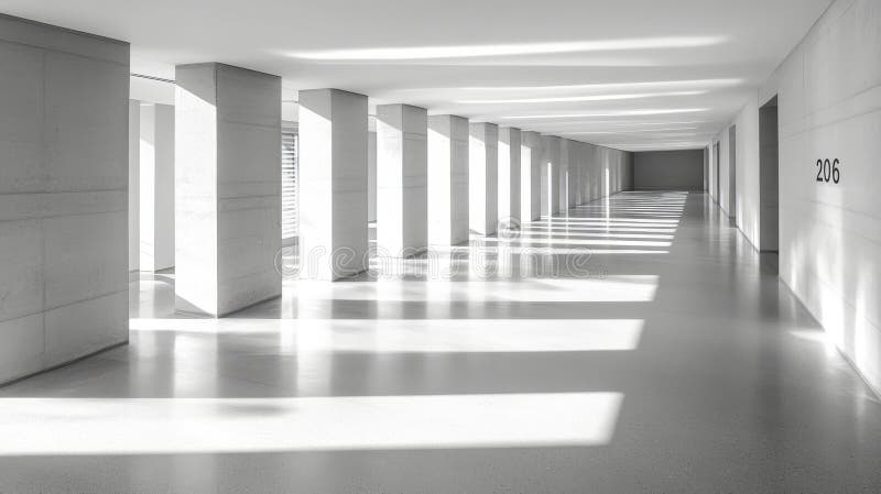 Modern Architecture,Minimalist Interior, Empty Corridor, Light and ...