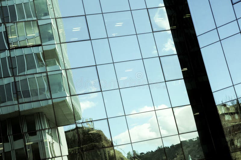 Modern Architecture with Mirrored Exterior. Stock Image - Image of ...