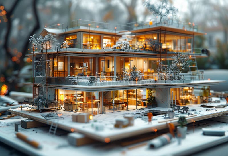 Modern Architecture is Model for the Construction of Houses Stock Image ...