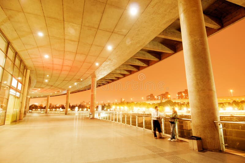 Modern Architecture at Night Stock Image - Image of illuminated ...