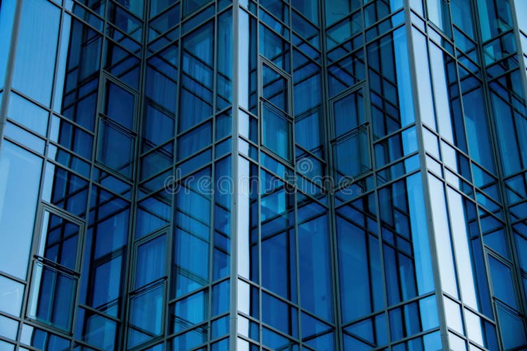 Modern Architecture Office Building Facade Featuring Bluetinted Glass ...