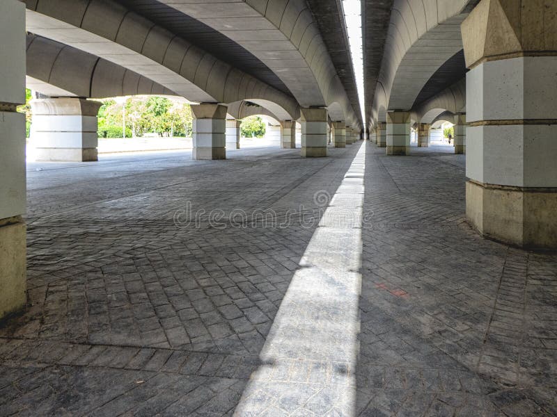 Modern Architecture. Perspective. Under the Bridge. Valencia. Spain ...