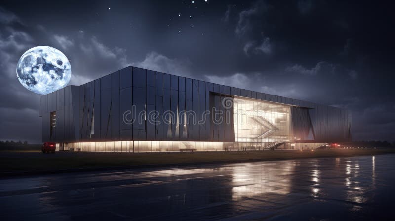 Modern Architecture of Rectangular Steel Hangar Warehouse Building ...