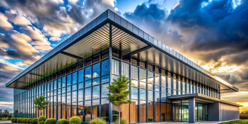 Modern Architecture Reflecting Golden Clouds - Glass Facade and ...