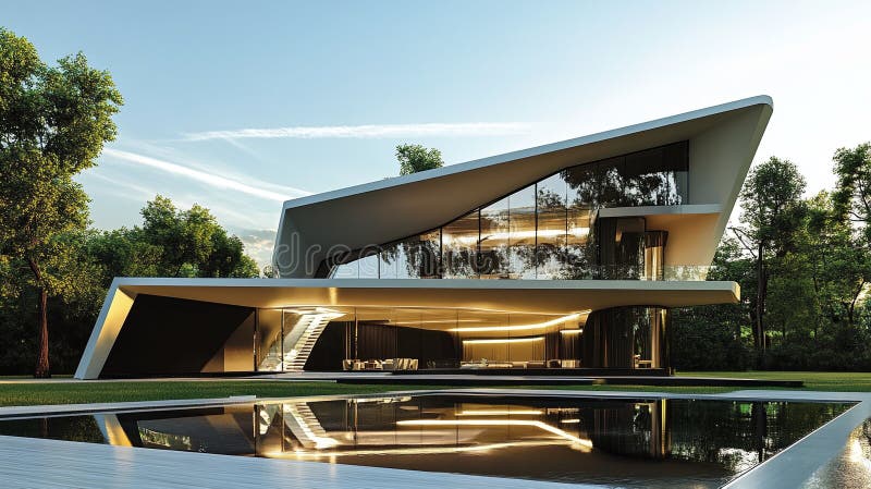 Modern Architecture with Sharp Angles and Reflective Glass Surfaces ...