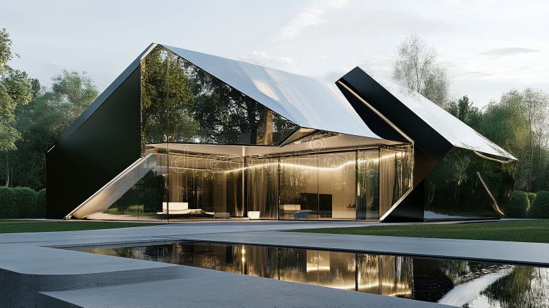 Modern Architecture with Sharp Angles and Reflective Glass Surfaces ...