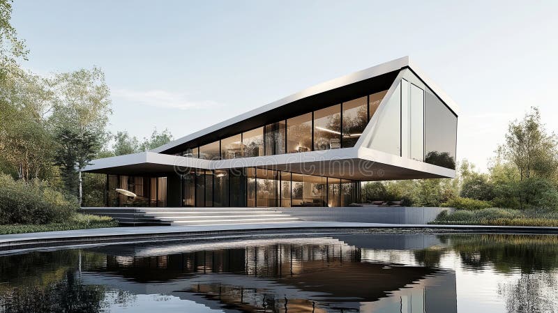 Modern Architecture with Sharp Angles and Reflective Glass Surfaces ...