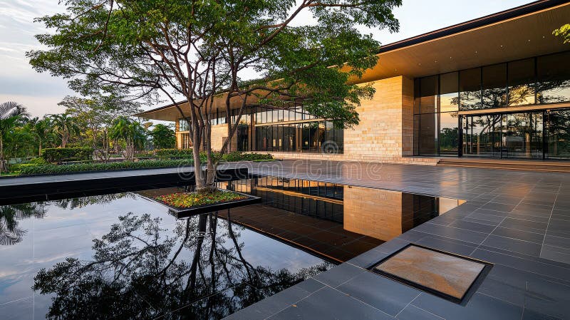 Modern Architecture Showcase Urban Landscape Exterior View Reflective ...