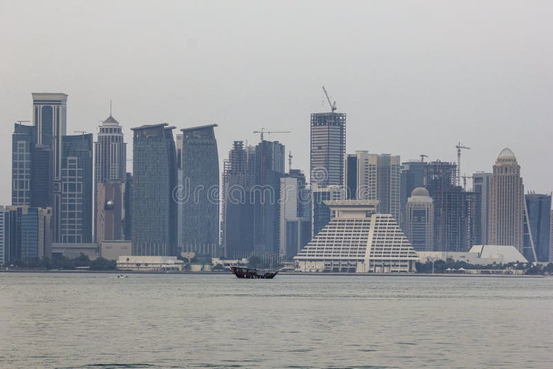 Modern Architecture and Skyscrapers in Doha. Editorial Photo - Image of ...