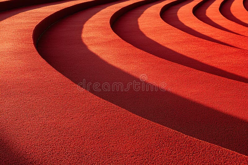 Modern Architecture of the Stadium with Red Covering. Top View of the ...