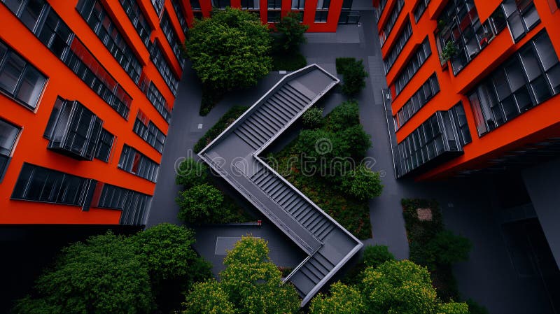 Modern Architecture: Stairs in a Courtyard Stock Image - Image of color ...