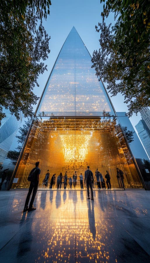 Modern Architecture Striking Reflections of Golden Hour Light on a ...