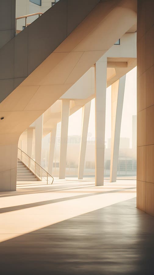 Modern Architecture with Sunlight Creating Shadows and Light Academia ...