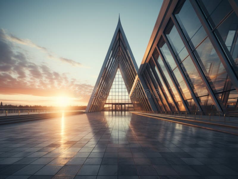 Modern Architecture at Sunset in a Modern Building Stock Illustration ...