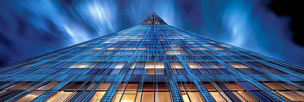 Modern Architecture and Technology Skyscraper with Digital Network ...