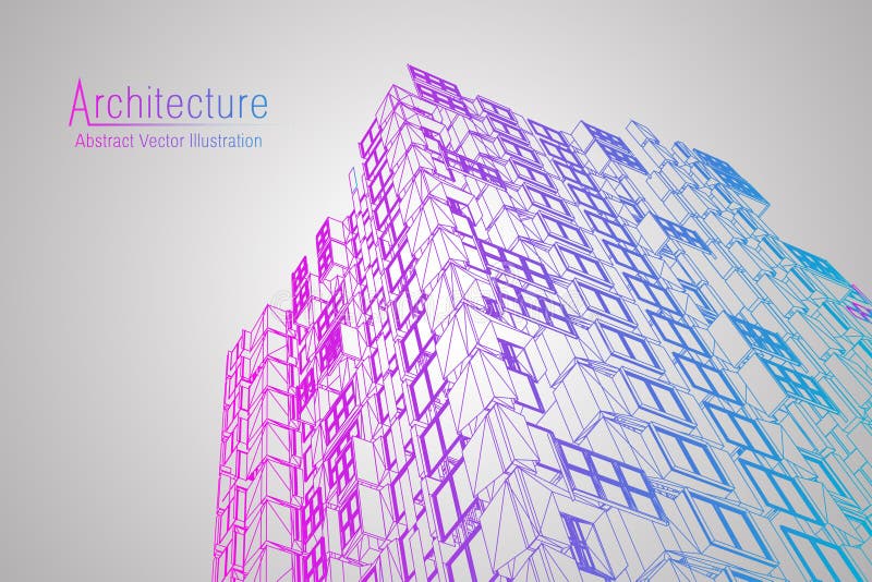 Modern Architecture Wireframe. Concept of Urban Wireframe. Wireframe ...