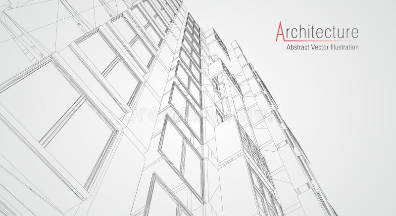 Modern Architecture Wireframe. Concept of Urban Wireframe. Wireframe ...
