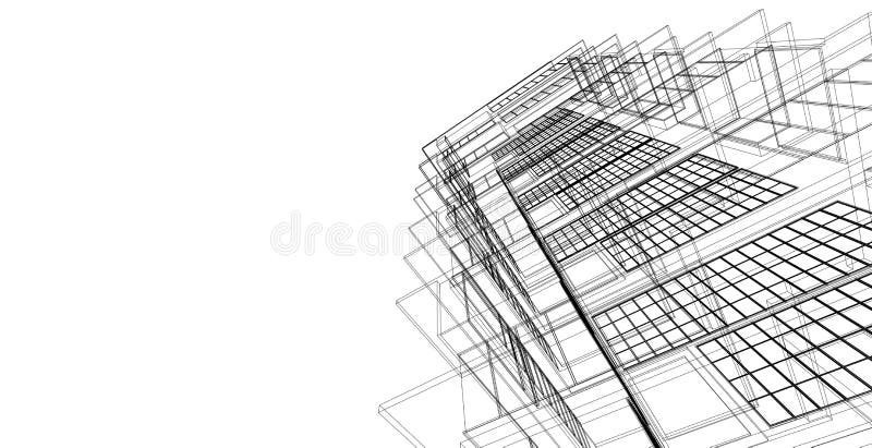 Modern Architecture Wireframe Concept Of Urban Wireframe Stock