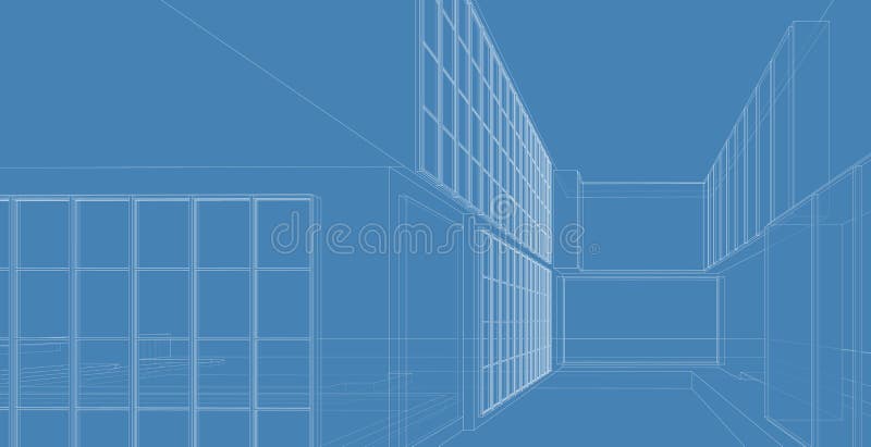Modern Architecture Wireframe. Concept of Urban Wireframe Stock ...