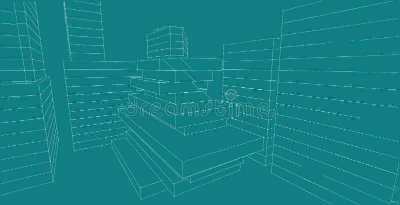 Modern Architecture Wireframe. Concept of Urban Wireframe Stock ...