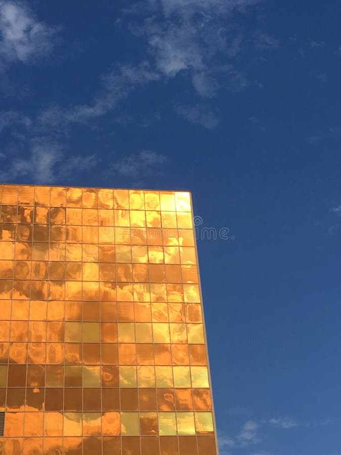 Modern Architecture. Yellow Window and Blue Sky Stock Photo - Image of ...