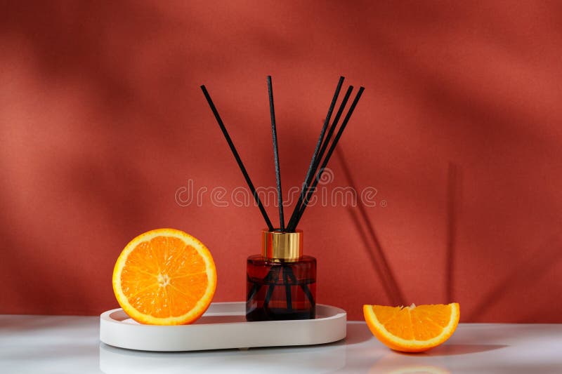 Modern Aromatherapy Diffuser with Orange Accents on a Natural Stone ...